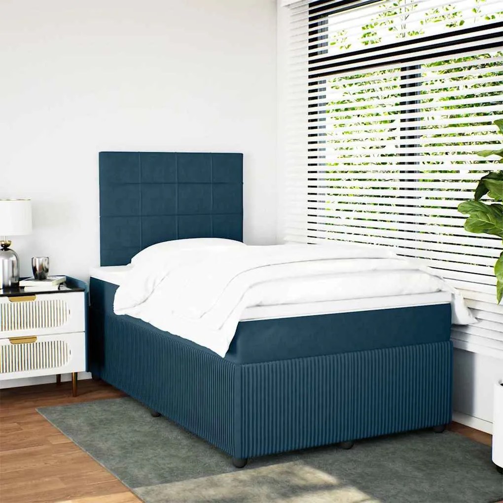 Box spring postel s matrací modrá 120 x 190 cm samet 3294590