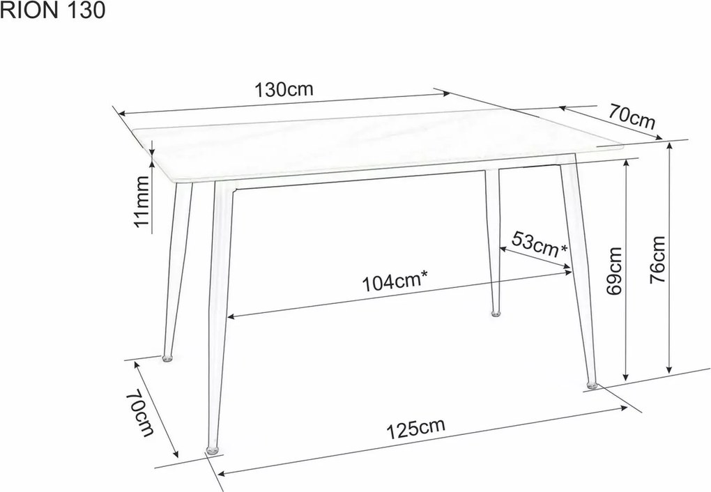 Jídelní stůl RION 130x70 cm s keramickou deskou, černý mramor