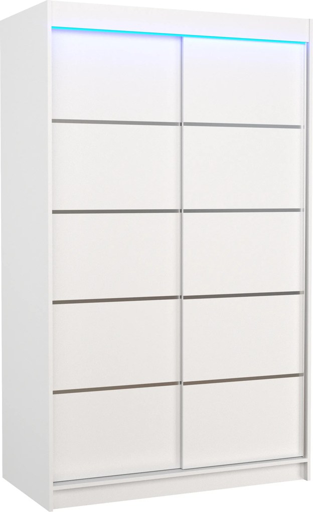 ADRK Furniture Posuvná skříň s LED osvětlením BENISSO 120 ADRK-SW-BEN-W-120+L