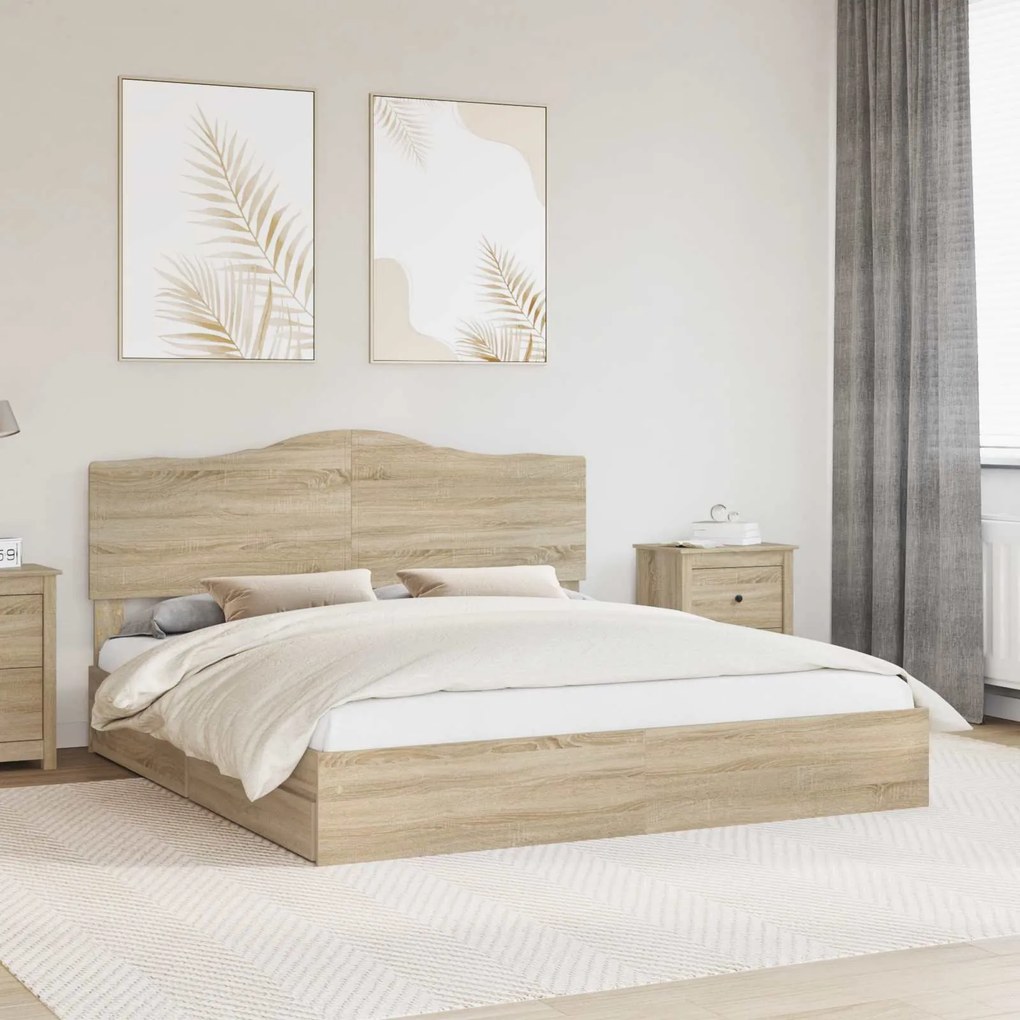 Postel s úložným prostorem se zásuvkou Sonoma dub 180 x 200 cm 3413480