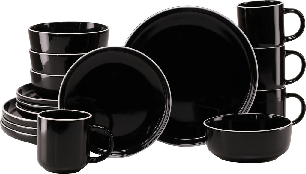 XXXLutz KOMBINOVANÁ SOUPRAVA Nordic Gourmet Schwarz 16dílné Creatable - Online Only nádobí - 007768069701