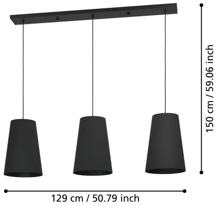 Eglo 390133 - Lustr na lanku PETROSA 3xE27/40W/230V černá