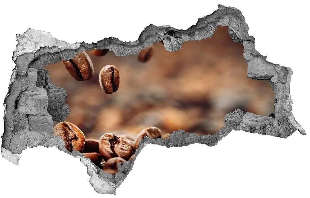 Wallmuralia Nálepka 3D díra na zeď Zrnka kávy 95x73 cm