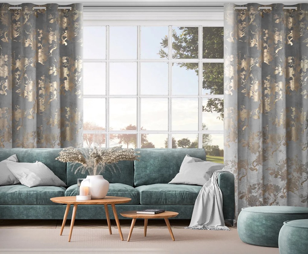 ZATEMŇOVACÍ ZÁVĚS NA KROUŽCÍCH CELIA 140X250 CM VZOROVANÁ