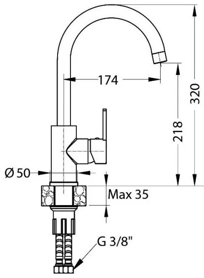 ALVEUS 1129054 - Dřezová baterie TONIA 34 cm granit/béžová