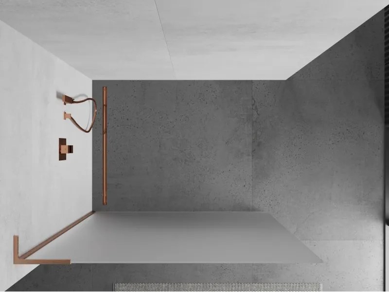 Mexen Kioto L, sprchová zástěna Walk-In 110 x 200 cm, 8mm sklo námraza, měděný matný profil, 800-110-103-65-30