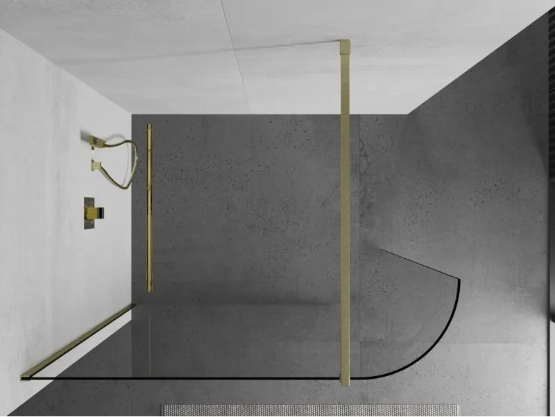 Mexen Kioto, sprchová zástěna Walk-In 100 x 200 cm, 8mm čiré sklo, zlatý matný profil, 800-100-101-55-06