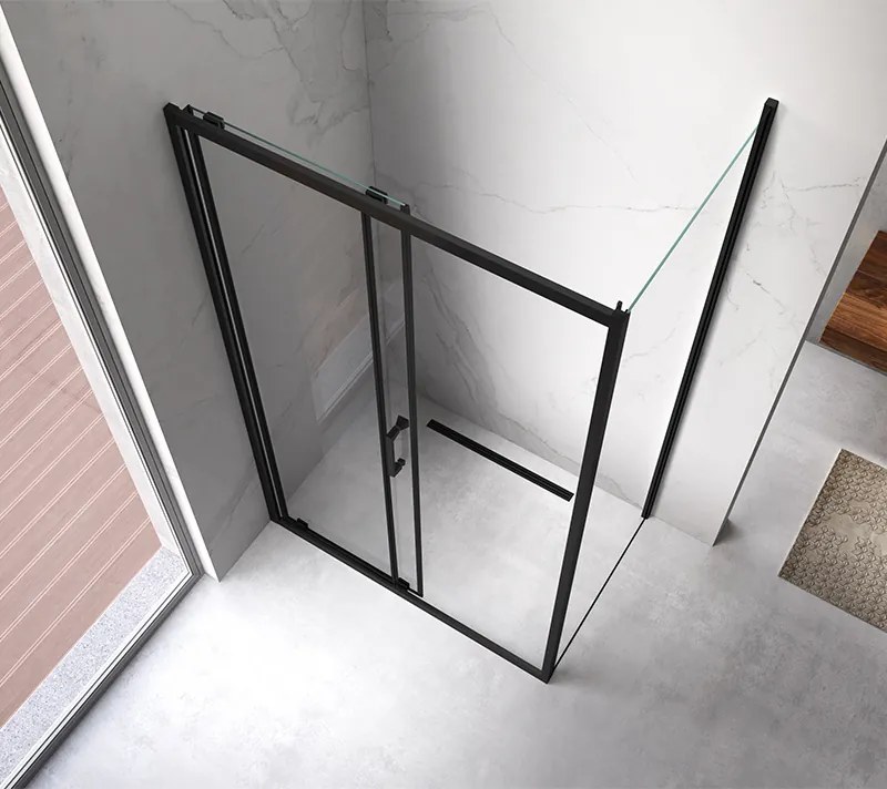 BPS-koupelny Obdélníkový sprchový kout KZ104B BL 110x90 černý/transparent + vanička ST04B BL černá