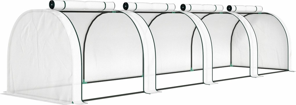 Outsunny tunelový foliovník se zip dveřmi, ocelový rám — 395 × 100 × 80 cm pro rajčata a zeleninu (bílý)