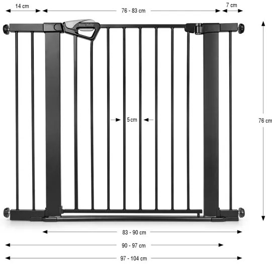 Bezpečnostní zábrana GUARDY 104 s rozšířením, černá
