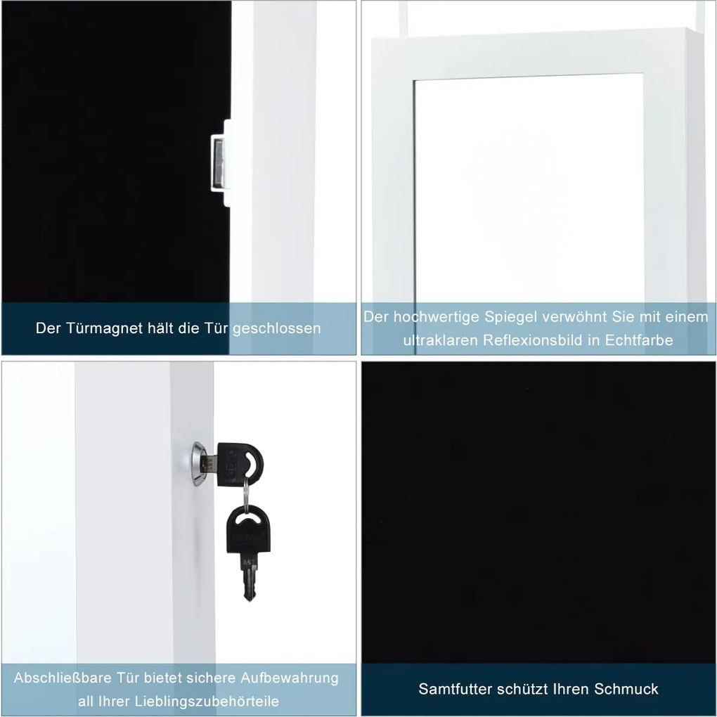Costway Šperkovnice s 15 LED světly a zrcadlem po celé délce a montáží