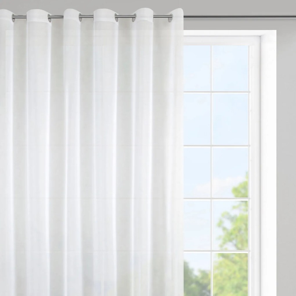 ZÁCLONA NA KROUŽCÍCH LUCY 400X150 CM BÍLÁ