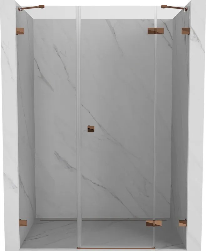 Mexen Lunar, pravé otočné sprchové dveře 150 cm, 8mm čiré sklo, růžové zlato profil, 834S-150-050-60-00-P