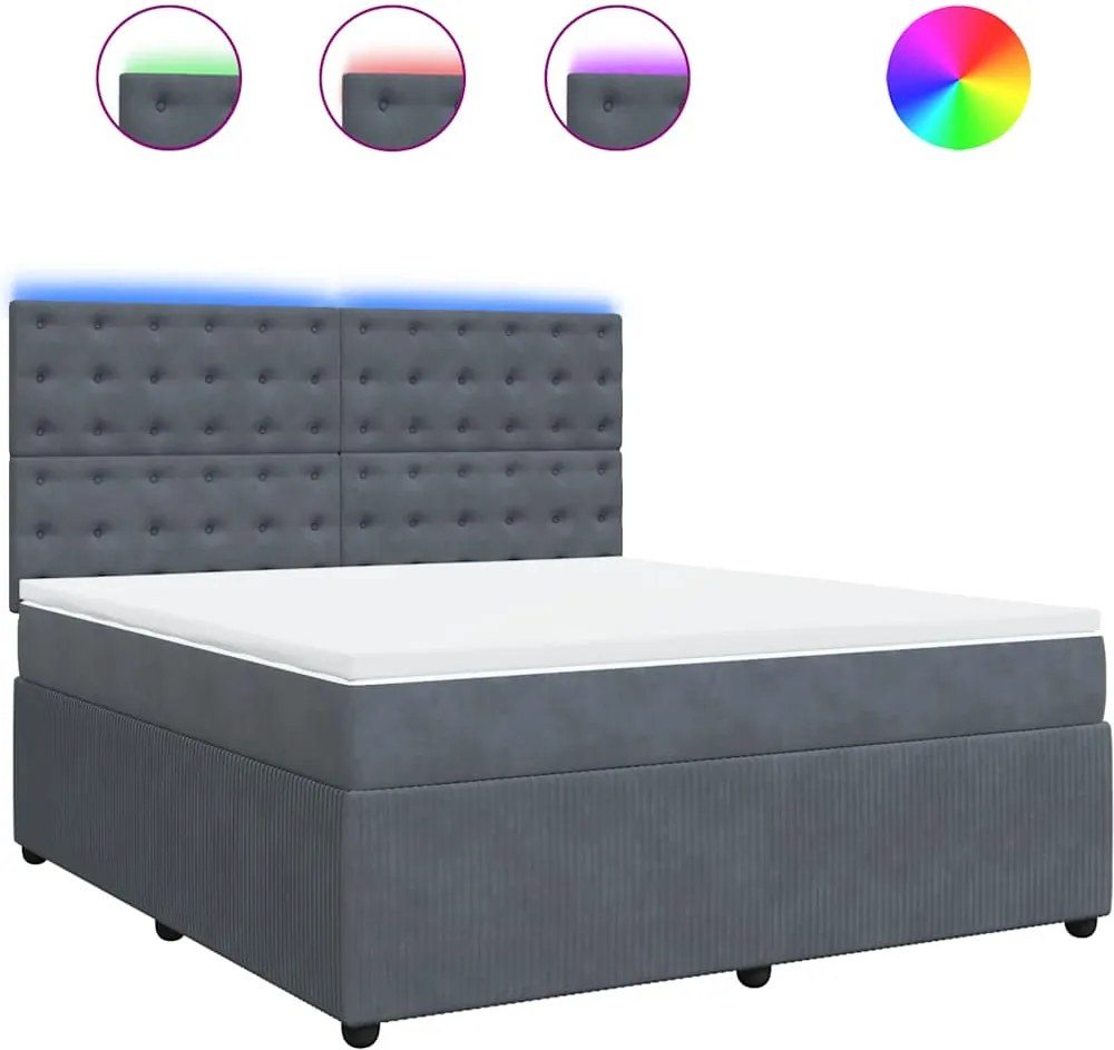 Box spring postel s matrací tmavě šedá 180x200 cm samet 3294719