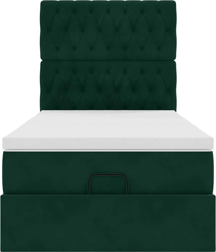 Osmanský rám postele s matracemi tmavě šedá 80x200cm samet 3313508