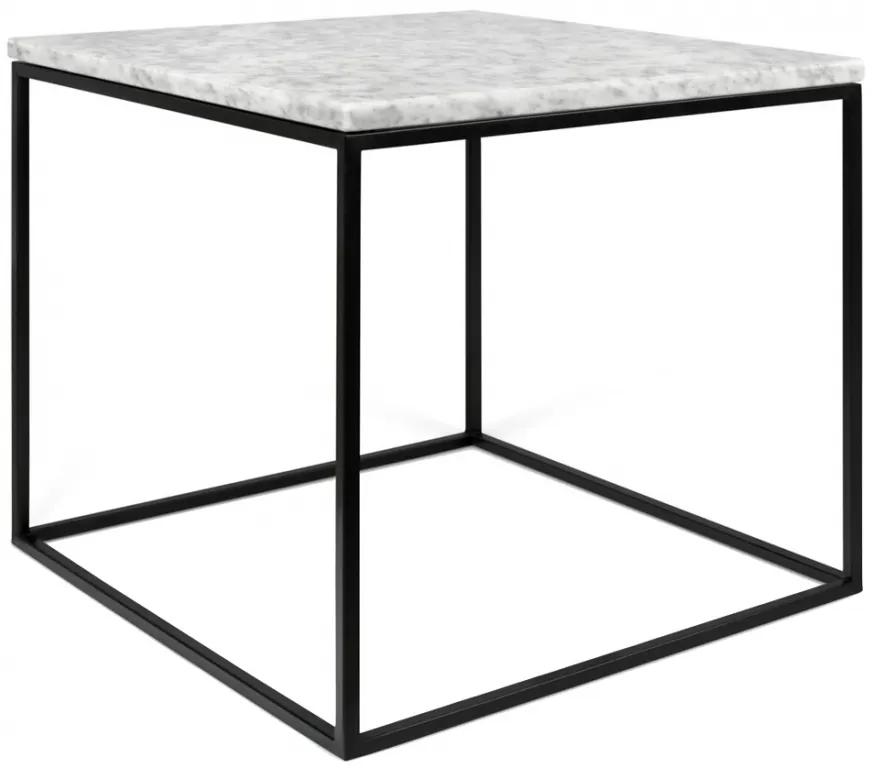 Odkládací stolek Amaro II, černá podnož, bílý mramor