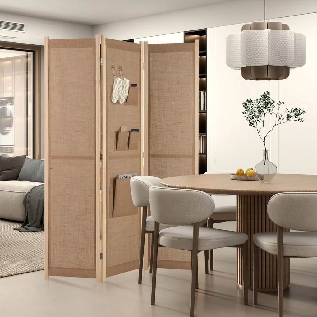 Costway Zástěna se 2 háčky a 4 úložnými taškami Dělicí přepážka – 170 × 121 cm