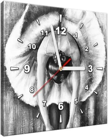 Tištěný obraz s hodinami Šedá rozcvička baletky 30x30cm ZP3680A_1AI