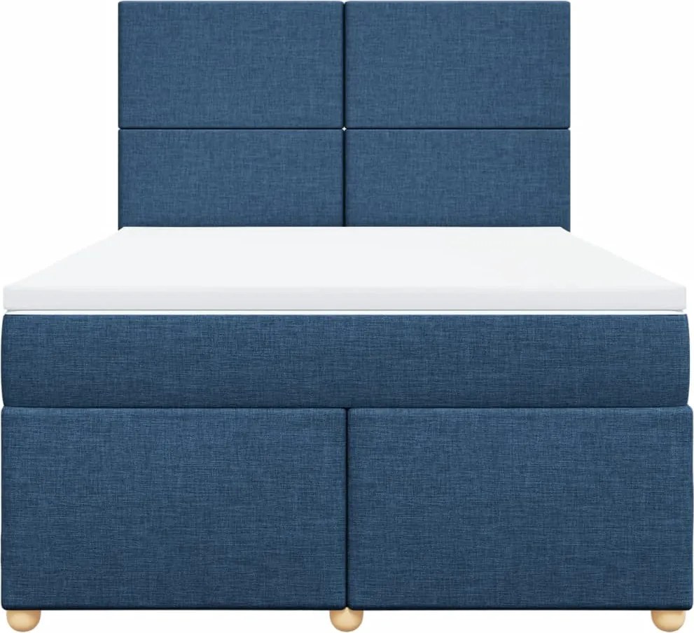 Box spring postel s matrací modrá 160x200 cm textil 3291330