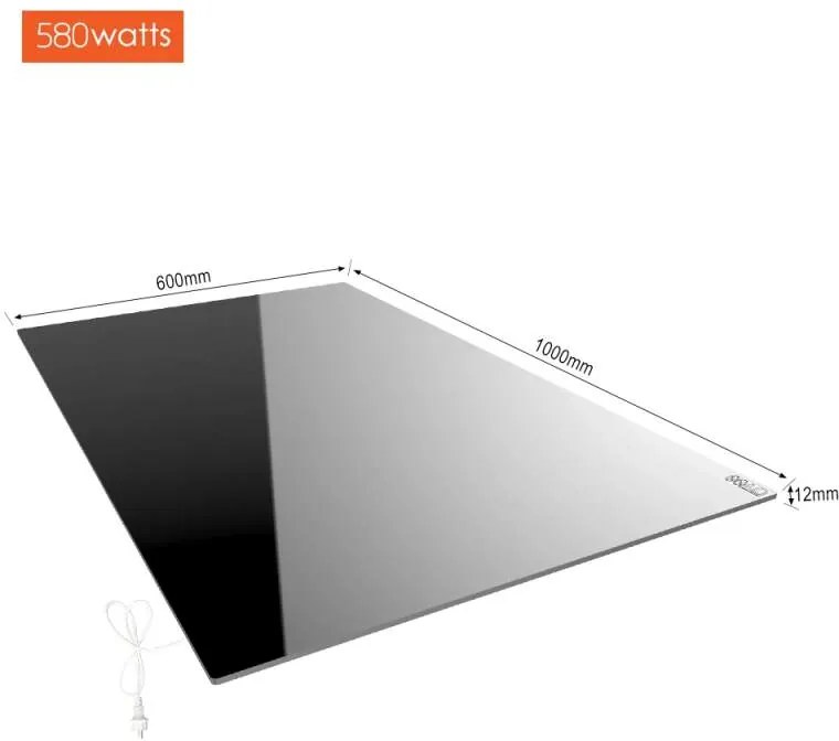 ByeCold | Zrcadlový infrapanel | 580W | 100x60 cm | WiFi termostat | Dálkový ovladač | Výhřevnost 10,5m² | IGT2-G1006M