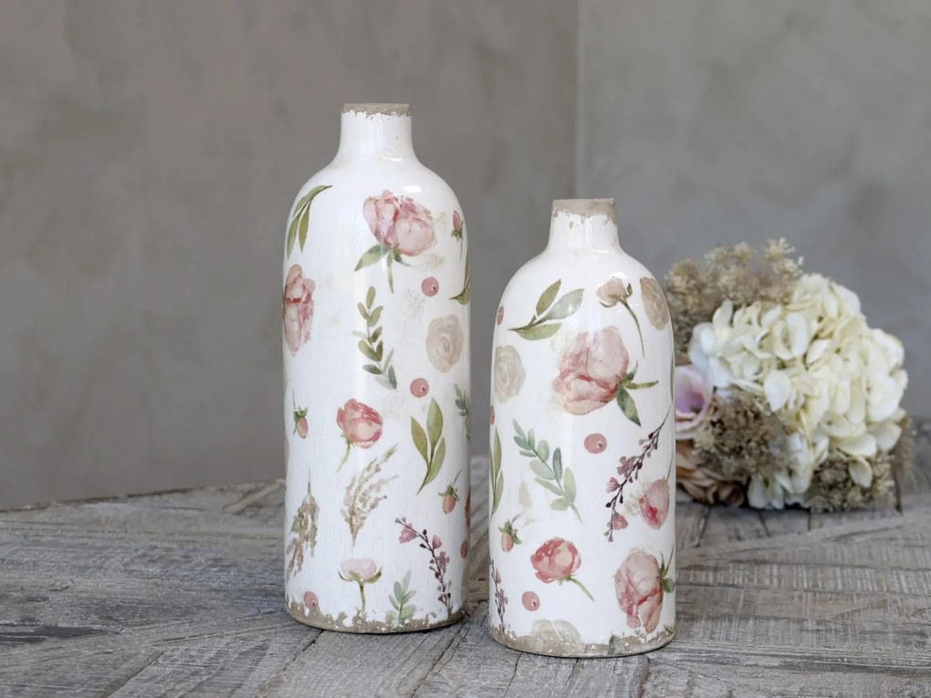 Keramická dekorační váza s květy Floral Étel - Ø 11*31cm