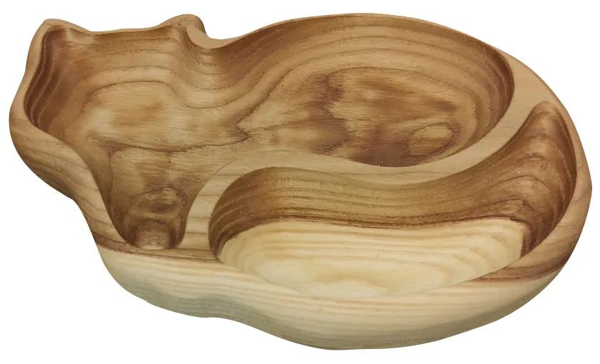 AMADEA Dřevěná miska kočka, masivní dřevo, 21 cm