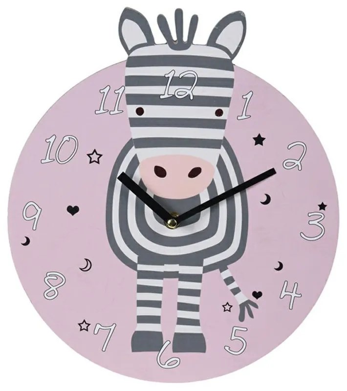 Dětské nástěnné hodiny Zebra, vícebarevná