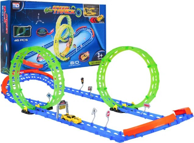 Svítící závodní dráha s autíčkem 46 ks