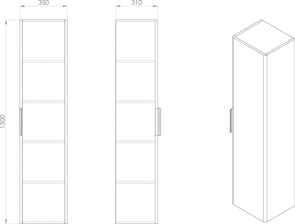 Aqualine Deneb koupelnová doplňková skříňka vysoká 31 x 150 x 35 cm bílá matná DN180