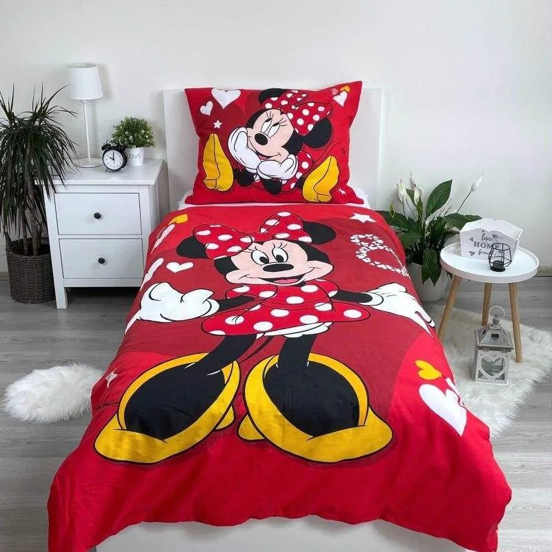 JERRY FABRICS Povlečení Minnie Red heart Bavlna, 140/200, 70/90 cm