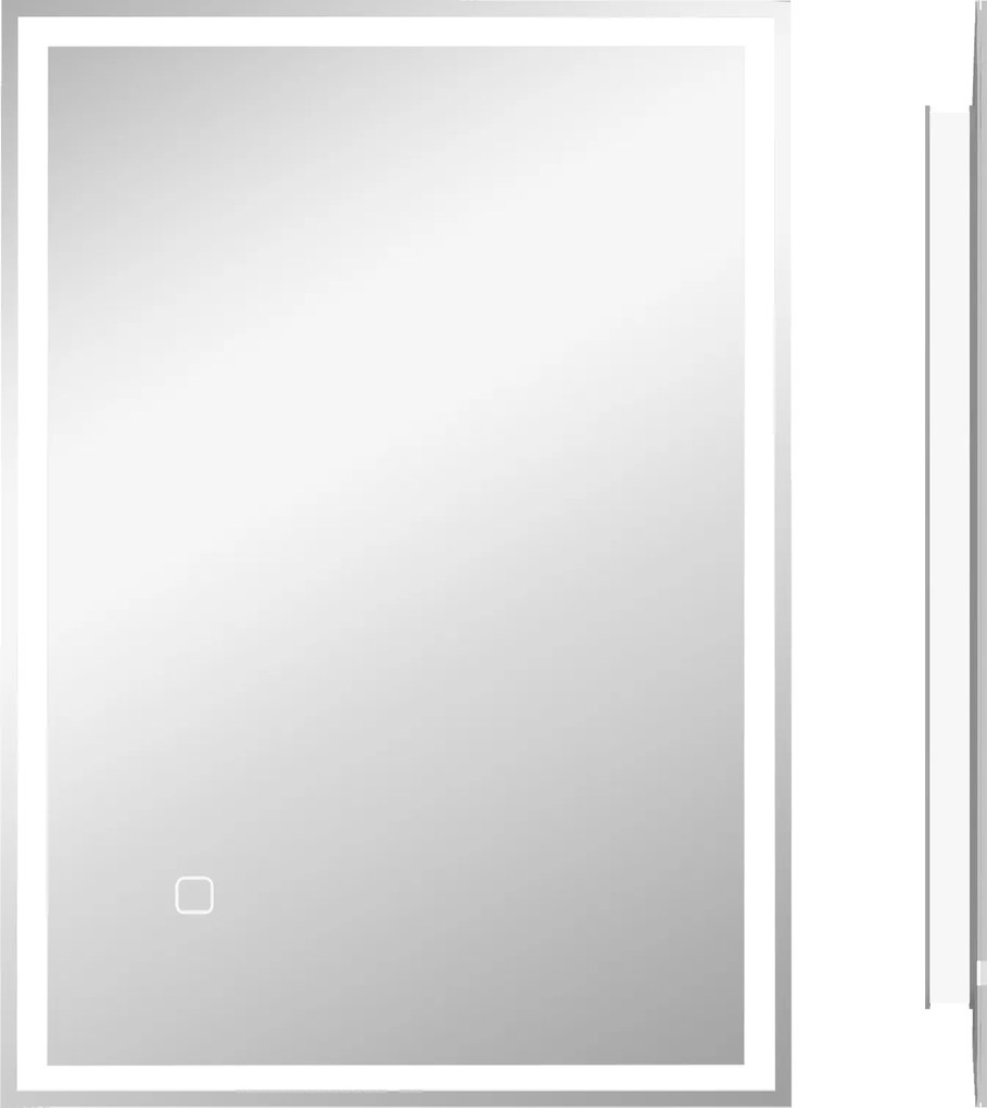 HOMCOM LED koupelnové zrcadlo 80x60cm, nástěnné, bez mlhy, s dotykovým spínačem, IP44 pro moderní koupelny | Aosom.de