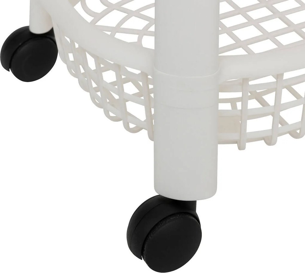 Kuchyňský vozík na kolečkách BASKET, plastový, 46,5 x 25,5 x 79 cm, bílá
