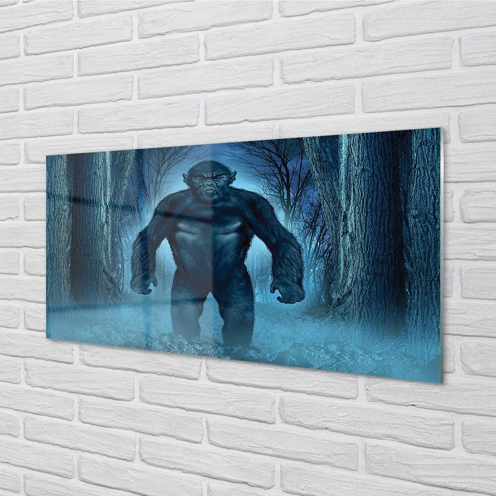 Obraz na skle Gorila lesní stromy 125x50 cm