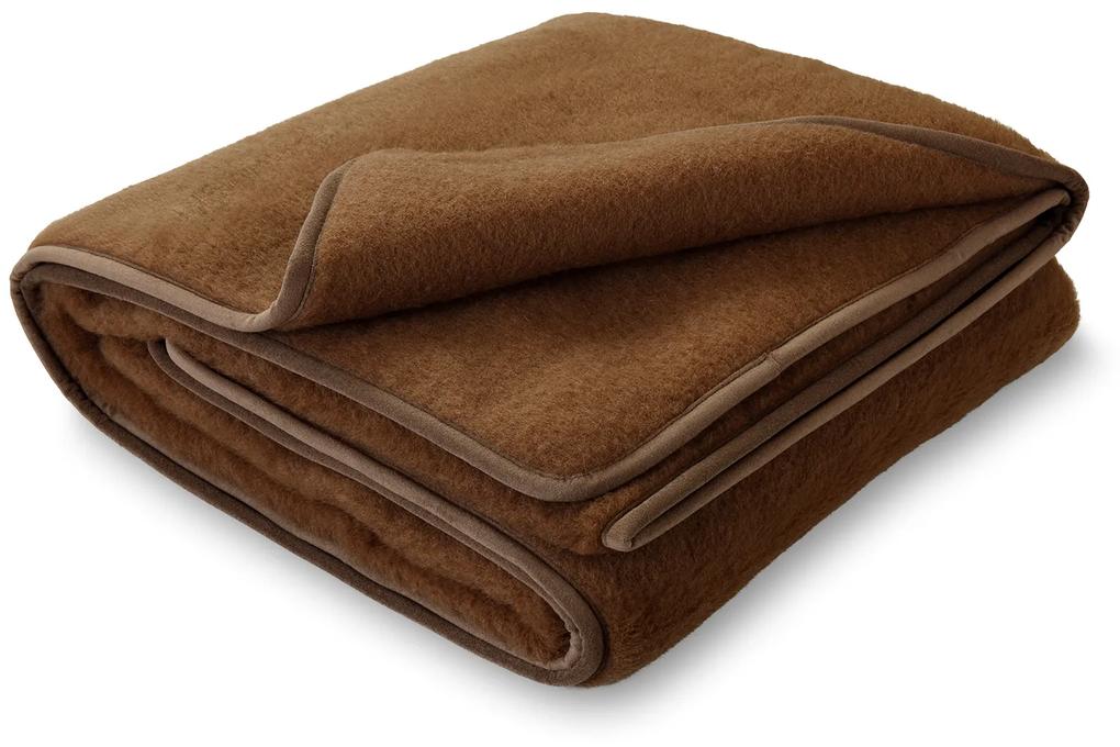 Wooline Vlněná deka, tmavě hnědá 140x200 cm, camel