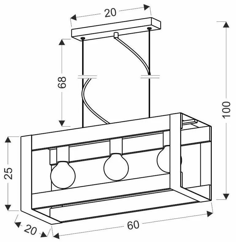 Černé závěsné svítidlo 20x60 cm Varna – Candellux Lighting