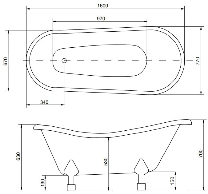 BESCO Volně stojící vana OTYLIA Glam - stříbrná Barva - GLAM 02 - stříbrná, Nožičky k vaně - Chromové, Rozměr vany - 160 × 77 cm - VANMER160CG2