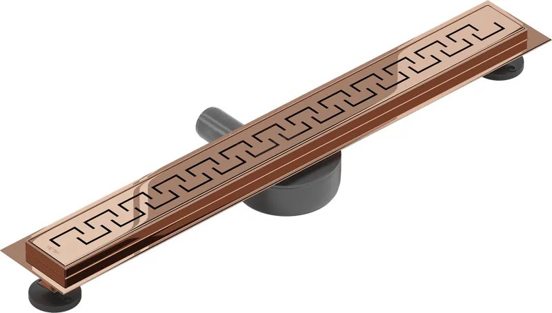 Mexen Flat 360°, lineární podlahový žlab M15 50 cm, růžové zlato, 1624050-40