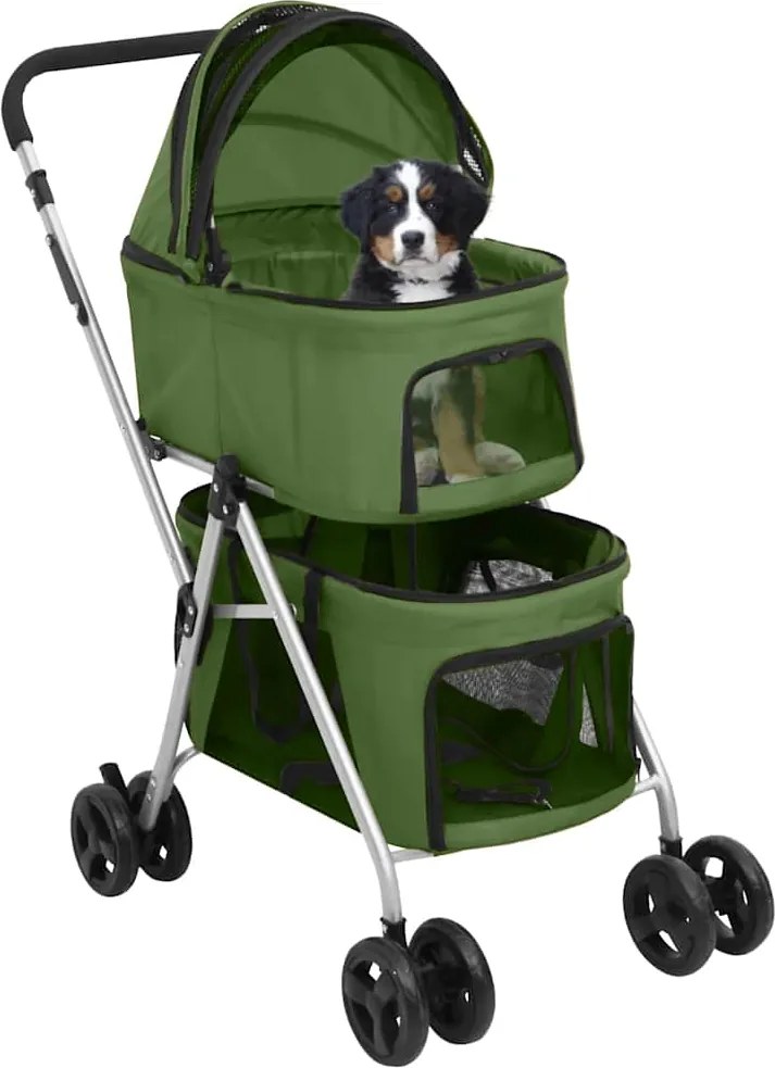 2patrový skládací kočárek pro psa zelený 83 x 48 x 97 cm oxford 172207