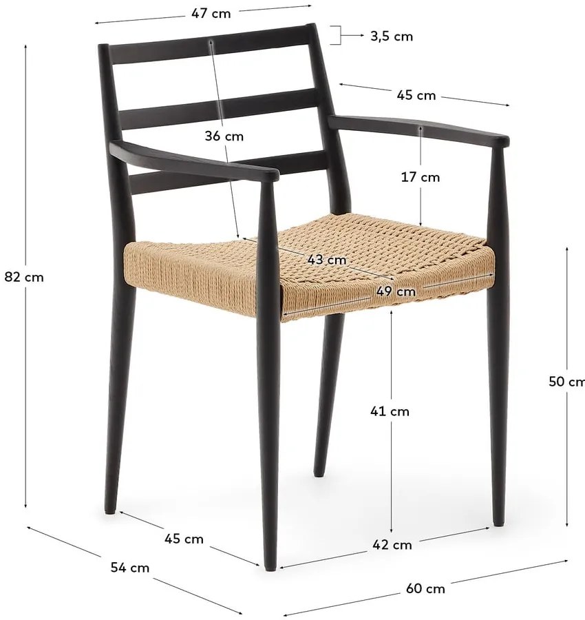 Jídelní židle z dubového dřeva v černo-přírodní barvě v sadě 2 ks Analy – Kave Home