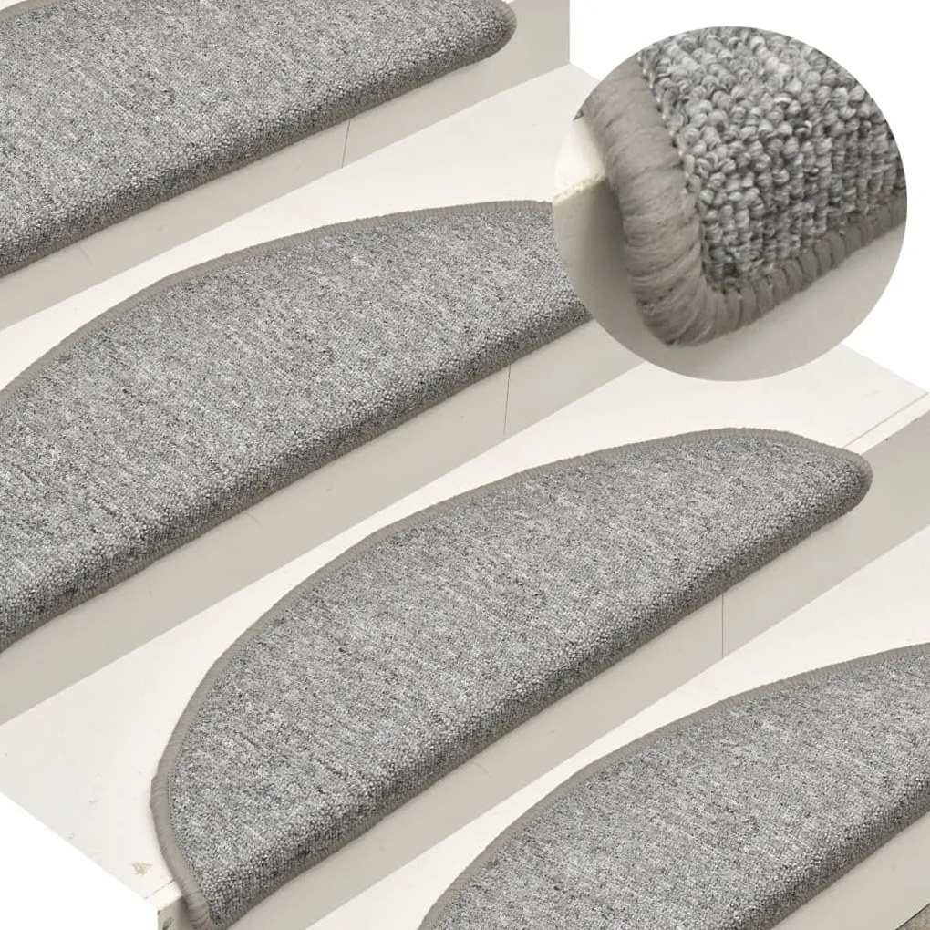 Schodové rohože 15 ks 56 x 17 x 3 cm světle šedé, půlkulaté 322370