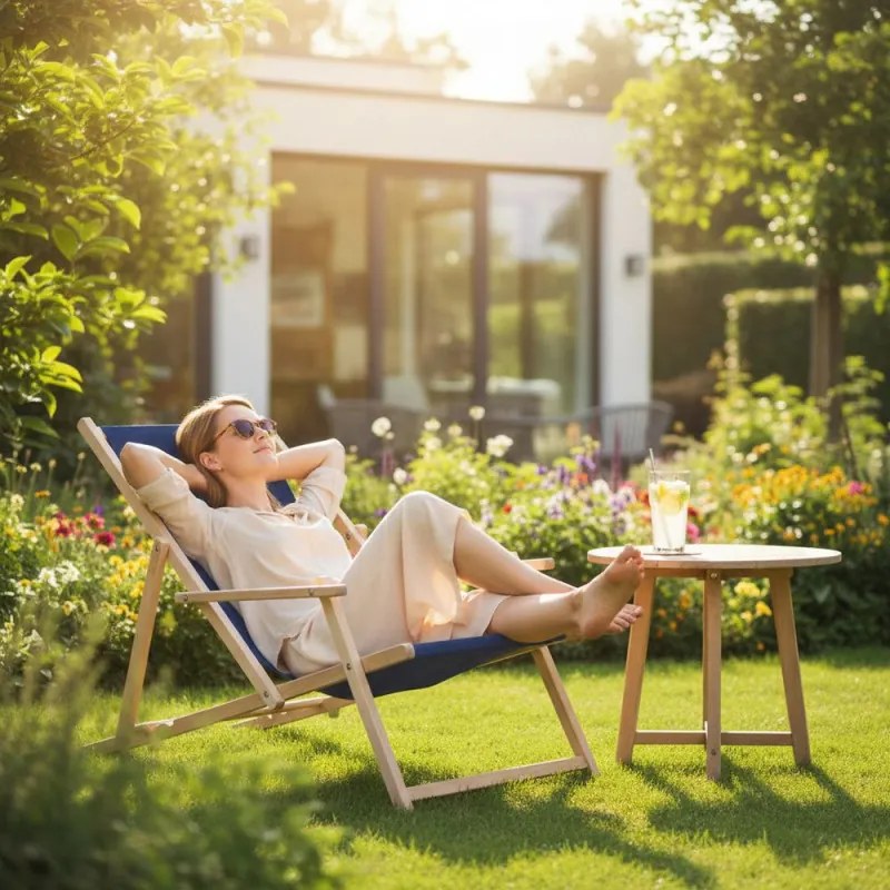 Zahradní dřevěné lehátko SPRINGOS TORINO tmavě modré