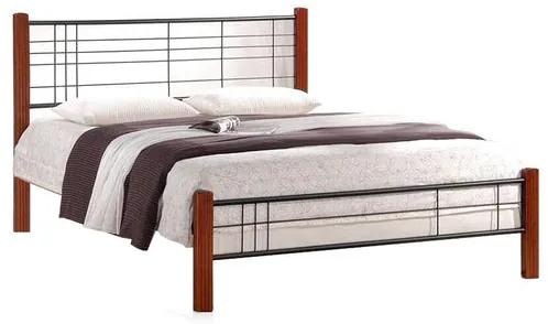 Kovová postel Vera 160x200, třešeň, černá, vč.roštu, bez matrace