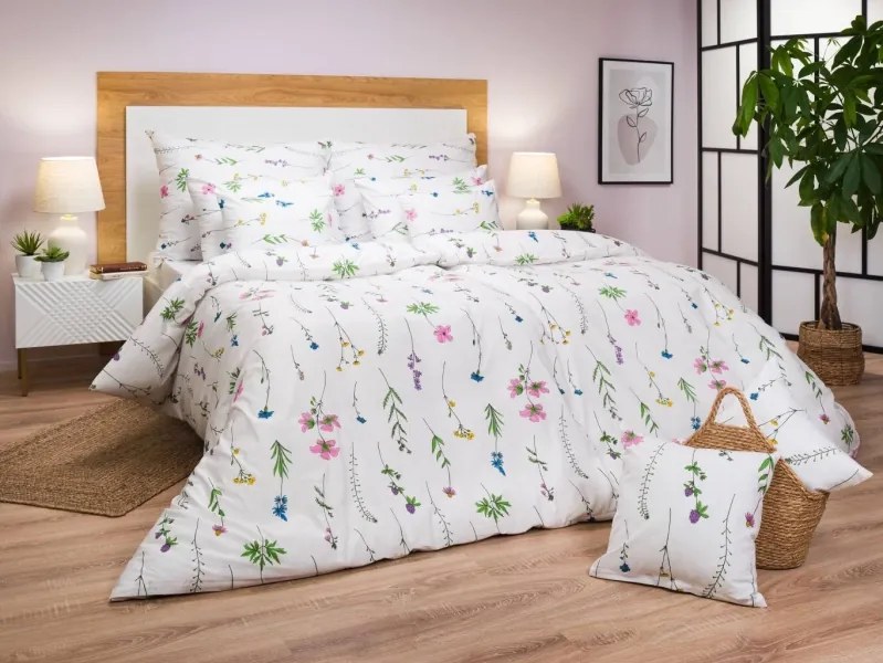 DADKA Krepové povlečení Herbal starorůžové 200x200, 2x 70x90 cm