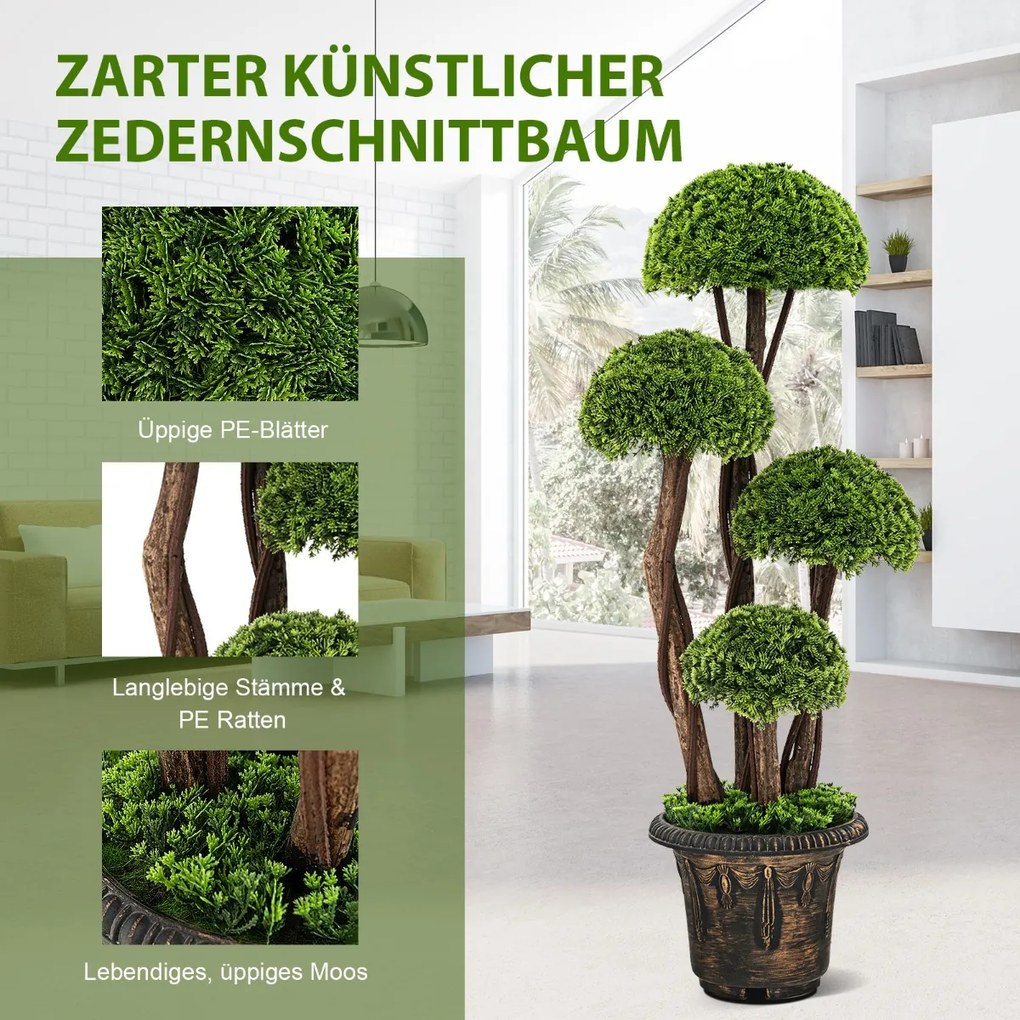 Costway Artificial Topiary Tree z cedrového dřeva dekorativní umělý strom 90 cm