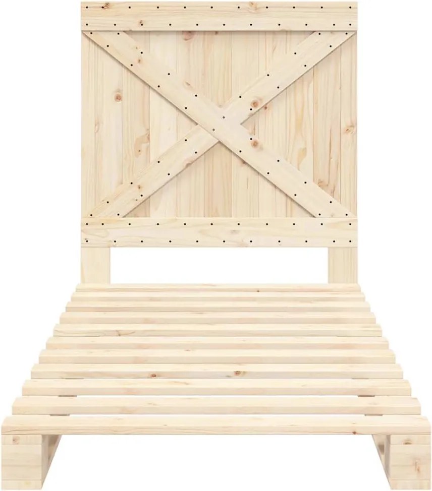 Rám postele s čelem 90 x 200 cm masivní borové dřevo 3281568