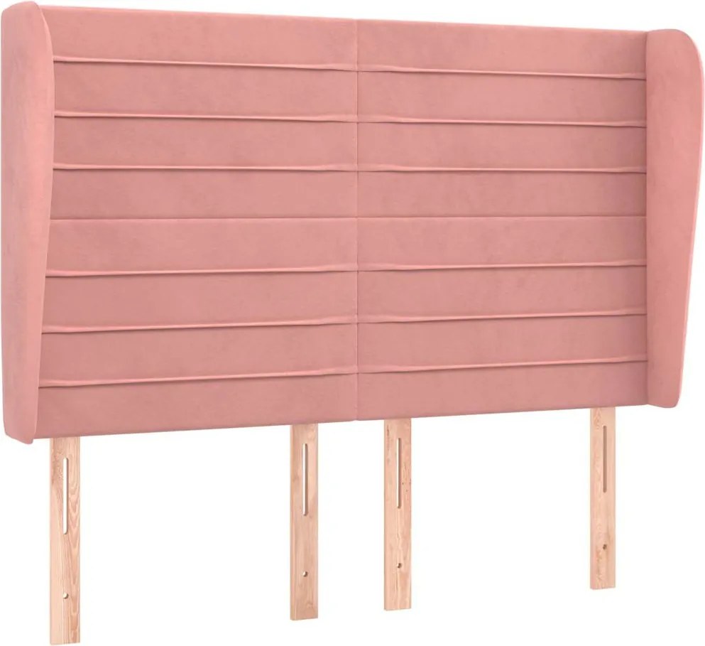 Čelo postele typu ušák růžové 147x23x118/128 cm samet 3118149