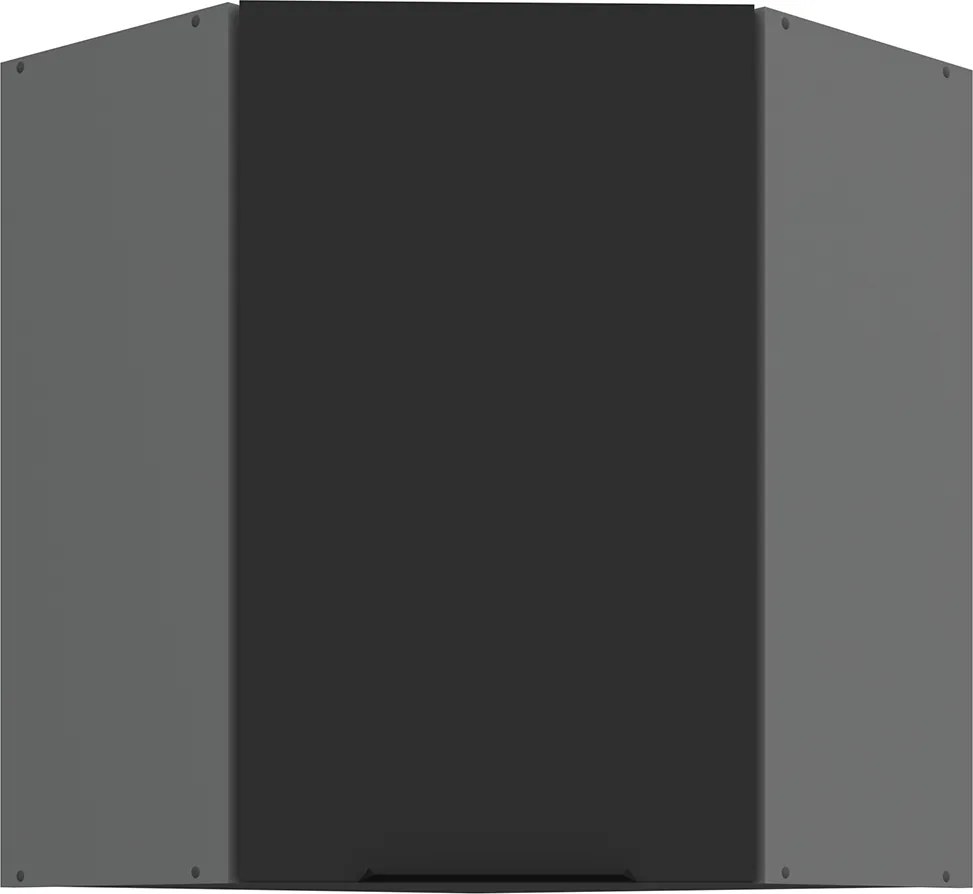 ARIA ab| horní kuchyňská skříňka 60x60 GN-72 1F (45°) rohová s policemi | 60x60 cm | antracit/černá