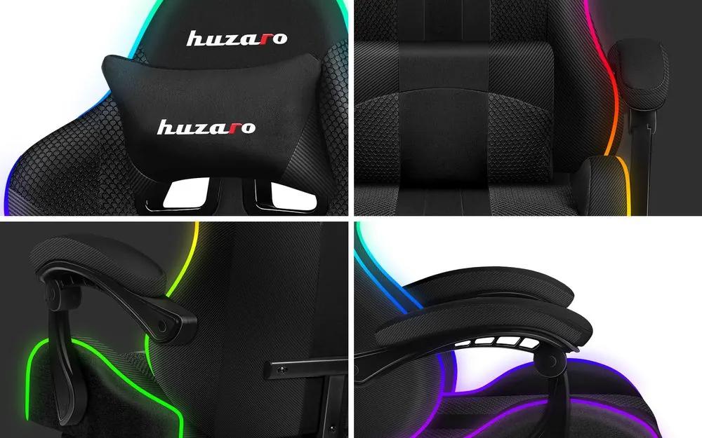 Huzaro Herní židle Force 4.7 s podnožkou a LED osvětlením - černá