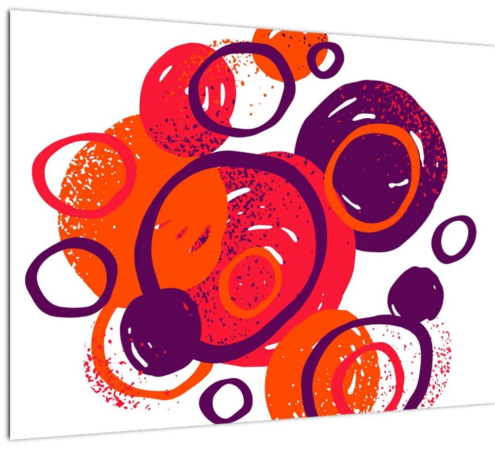 Skleněný obraz - Motiv s kruhy v teplých barvách (70x50 cm)