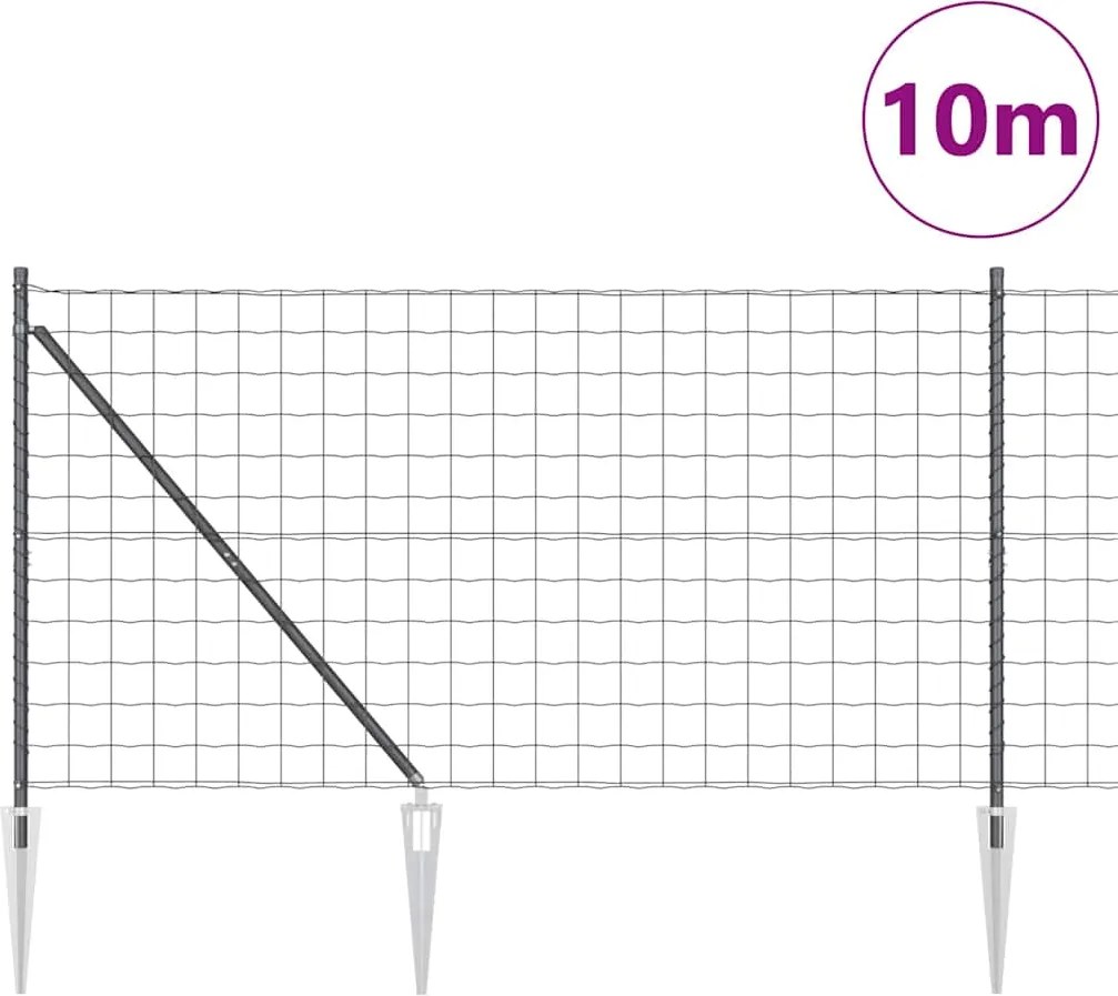 Evropský plot se hroty 10 x 1,4 m Ocel potažená PVC Šedá 3350663